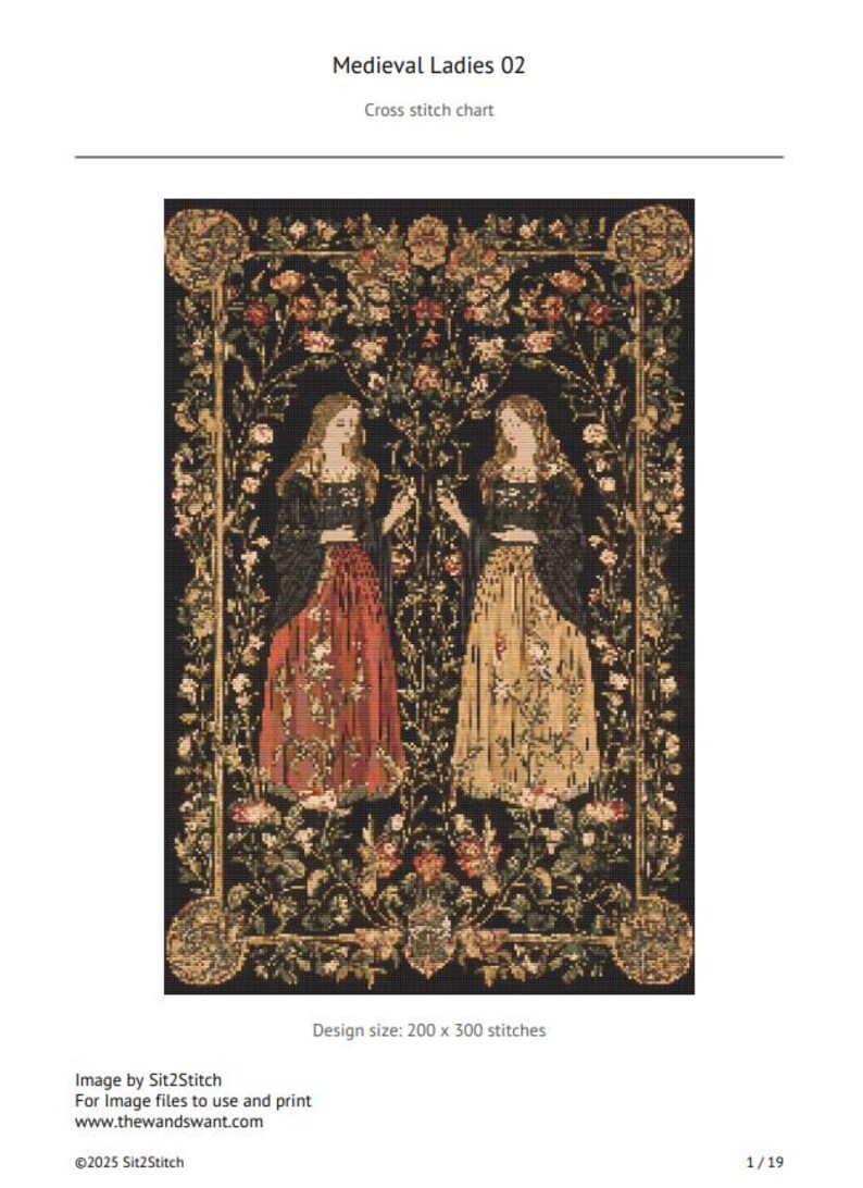Medieval Ladies Cross Stitch Pattern. Instant PDF Download. 60k ...