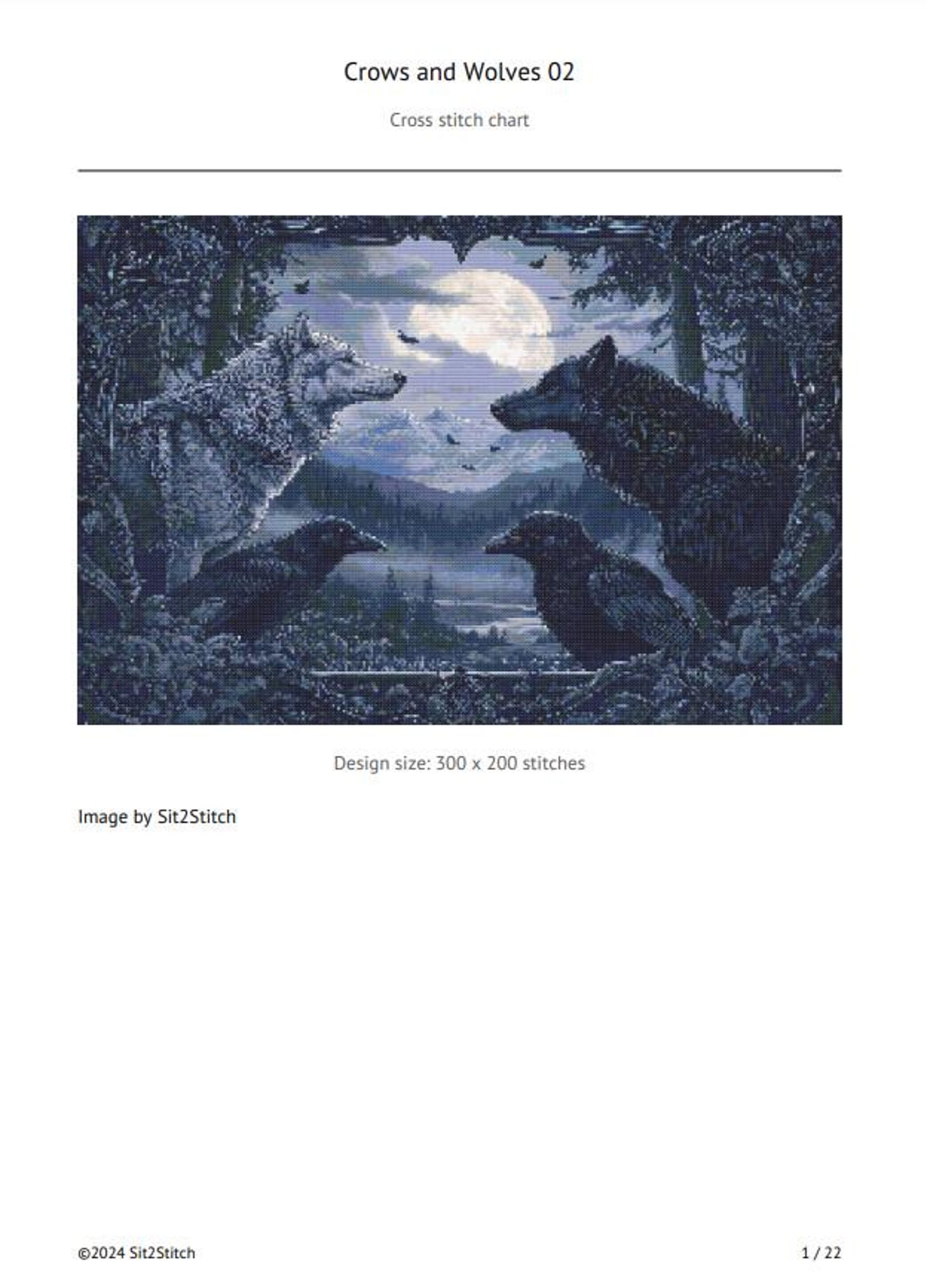 Crows and Wolves Cross Stitch Pattern. Instant PDF Download. 60k ...