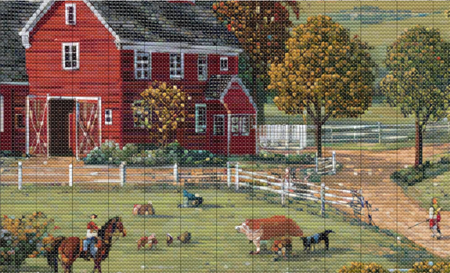 Farm Cross Stitch Pattern: Red Barns, White Church (PDF Download ...