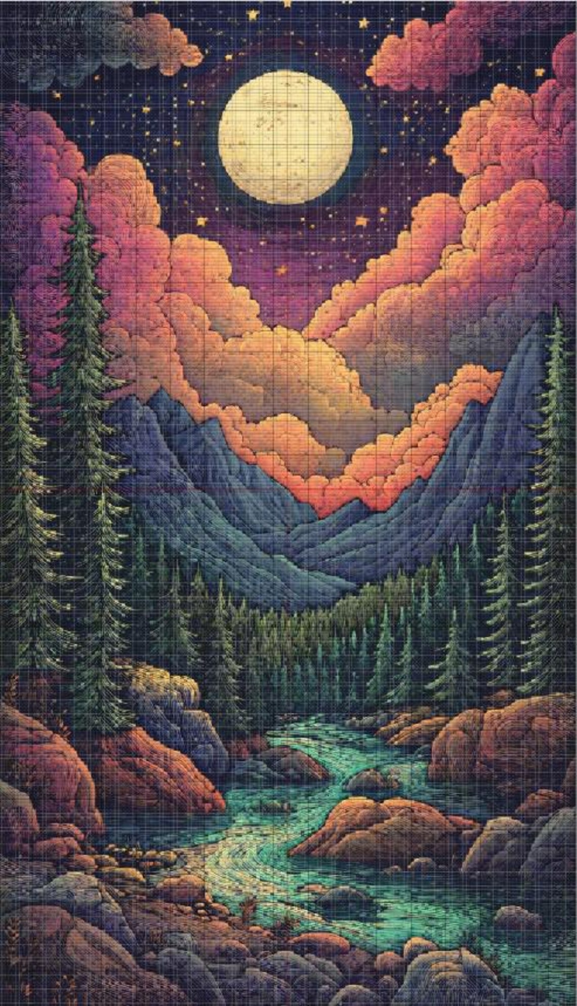 Forest Landscape Cross Stitch Pattern. Instant PDF Download. 50,400 ...