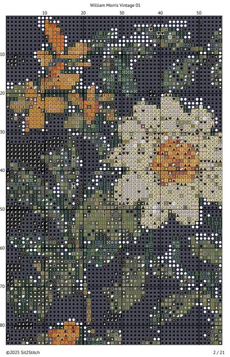William Morris Vintage Birds, Plants, Fruit Cross Stitch Pattern ...