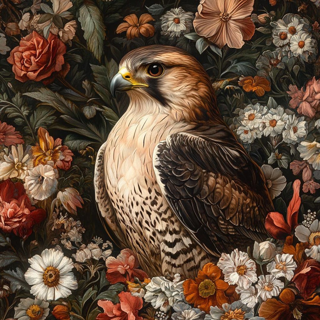 Falcon, Eagle Hawk Floral Cross Stitch Pattern. Instant PDF Download ...