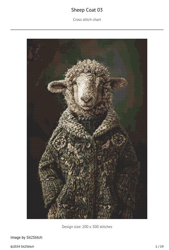 Sheep Coat 04 Cross Stitch Pattern. Digital PDF Download. 60,000 ...