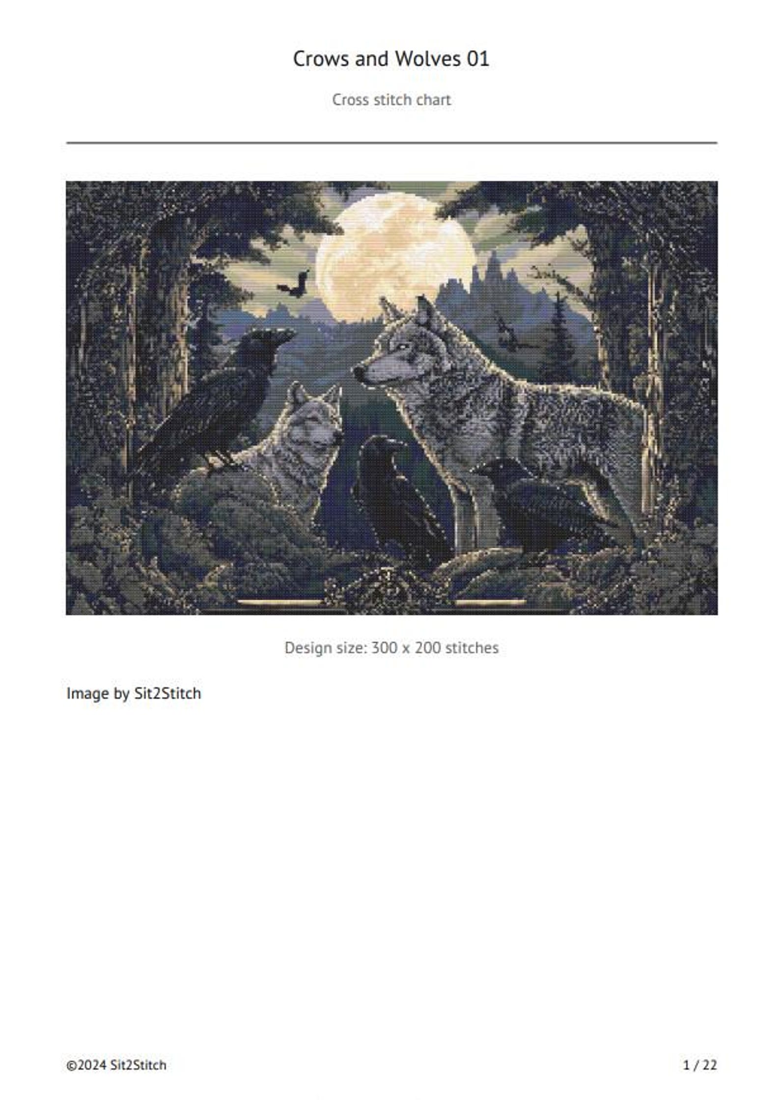 Crows and Wolves Cross Stitch Pattern. Instant PDF Download. 60k ...