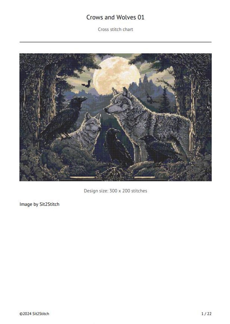 Crows and Wolves Cross Stitch Pattern. Instant PDF Download. 60k ...