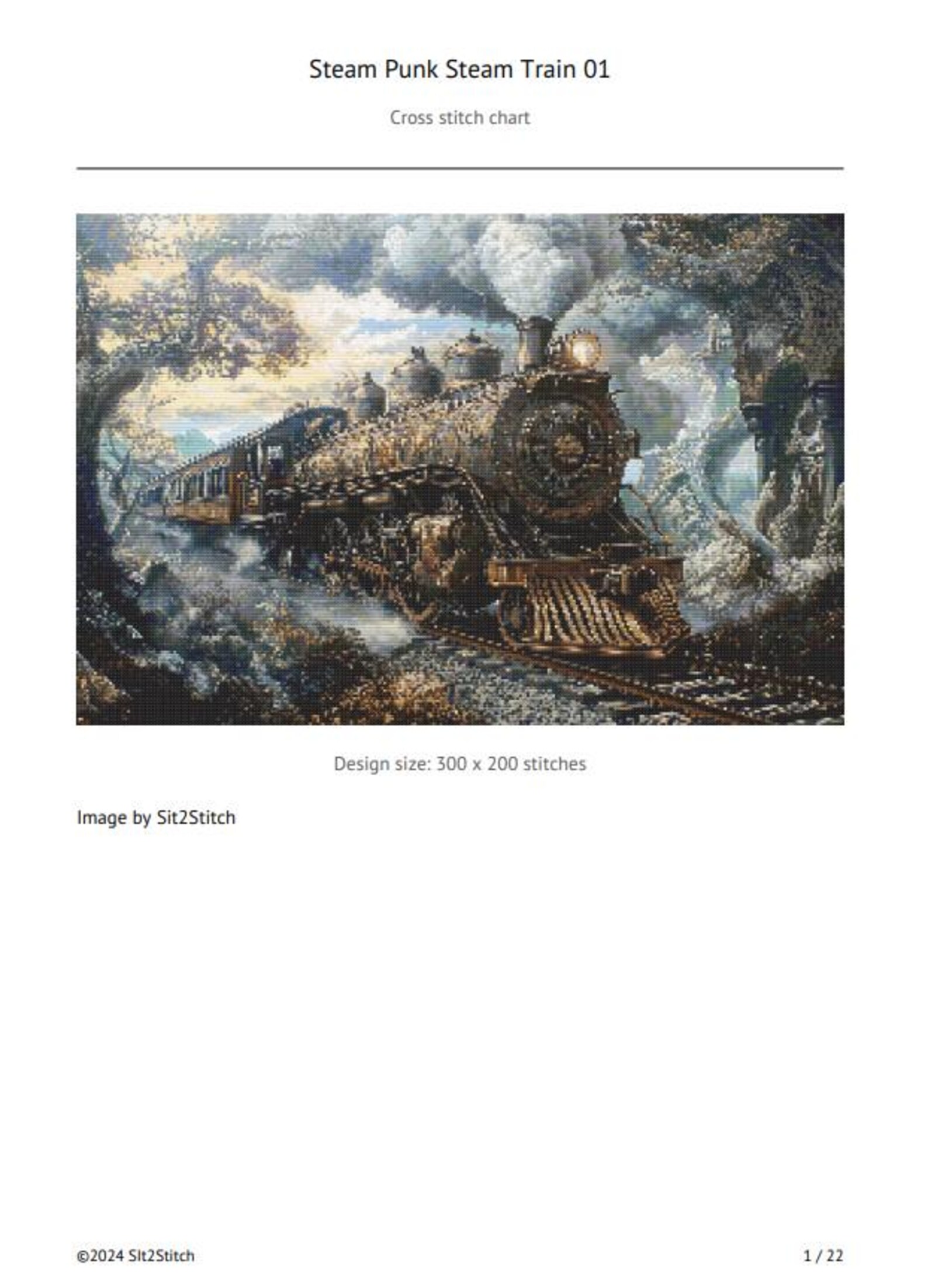 Steam Punk Steam Train Cross Stitch Pattern. Instant PDF Download. 60k ...