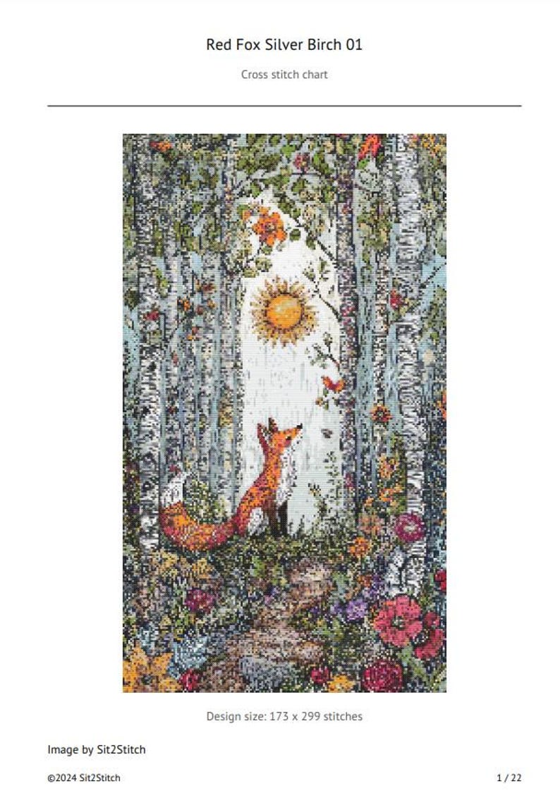 Red Fox Silver Birch Cross Stitch Pattern. Instant PDF Download. 51,727 ...