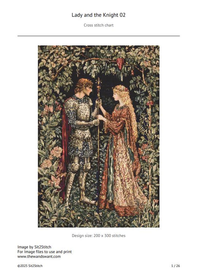 Lady and the Knight Cross Stitch Pattern. Instant PDF Download. 60k ...