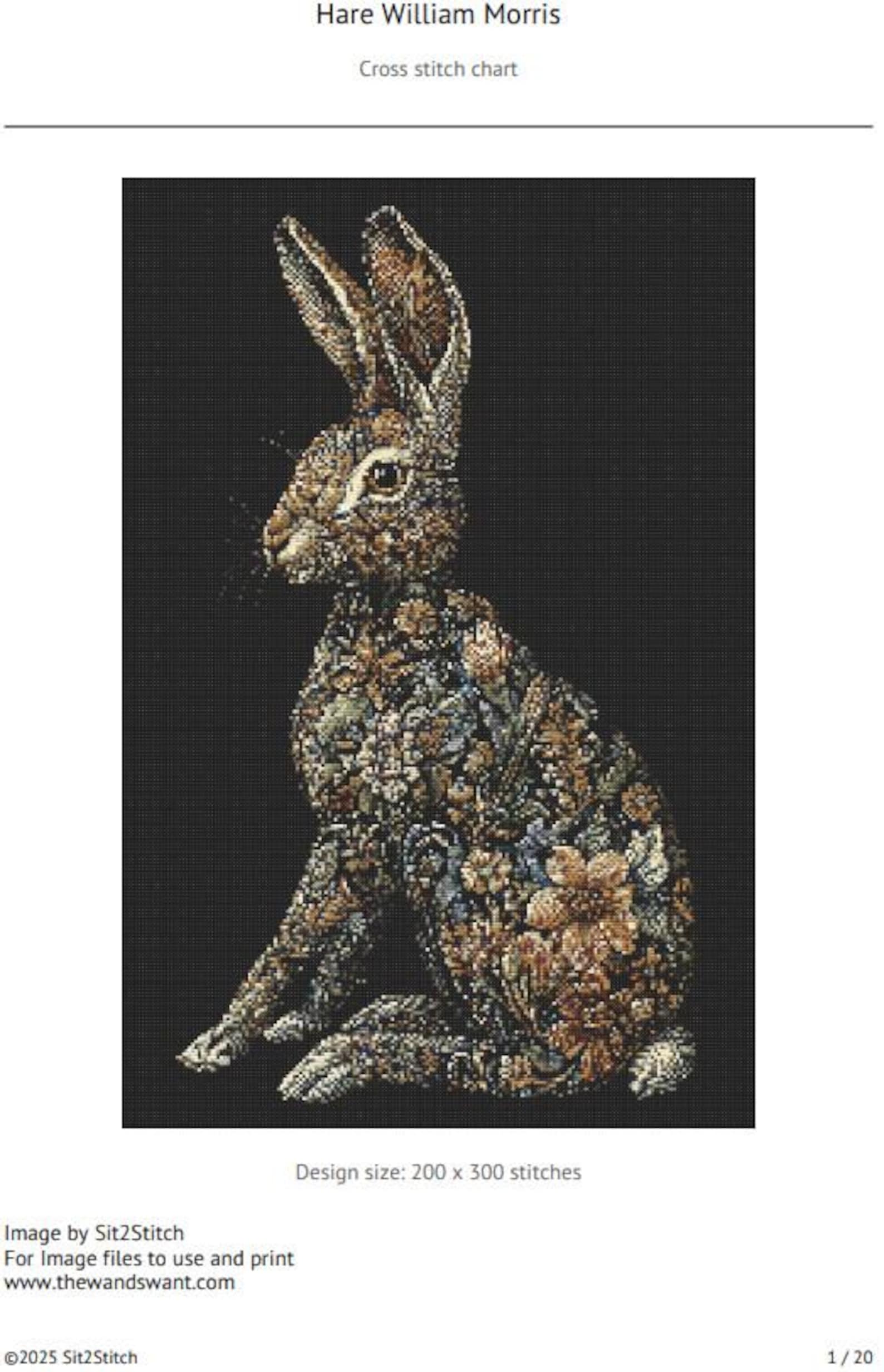 Hare William Morris Cross Stitch Pattern. Instant PDF Download. 60k ...