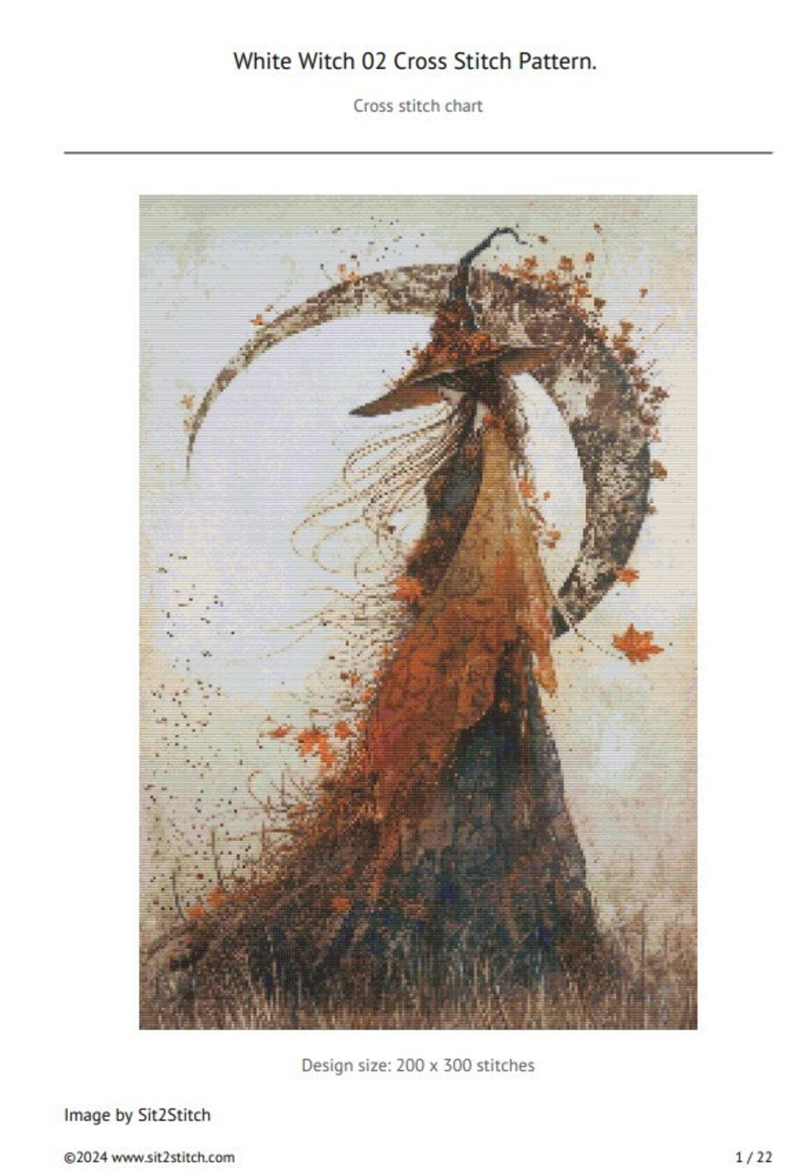 White Witch Cross Stitch Pattern: Fantasy Woman, Moon (PDF Download) - Etsy