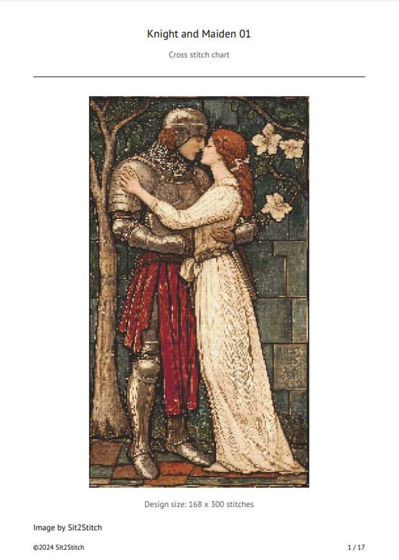 Knight and Maiden Cross Stitch Pattern. Instant PDF Download. 50,400 ...