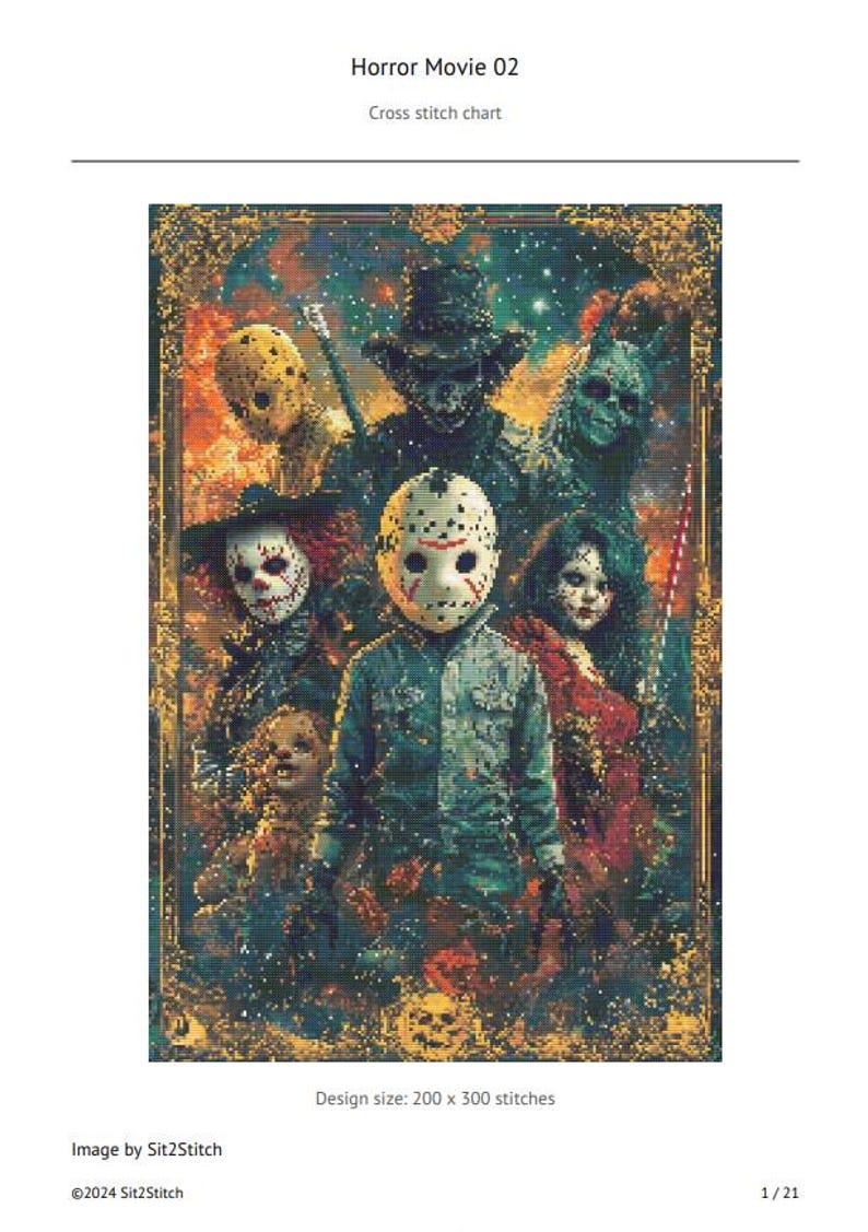 Horror Movie Cross Stitch Pattern - PDF Download - 60,000 Stitches ...