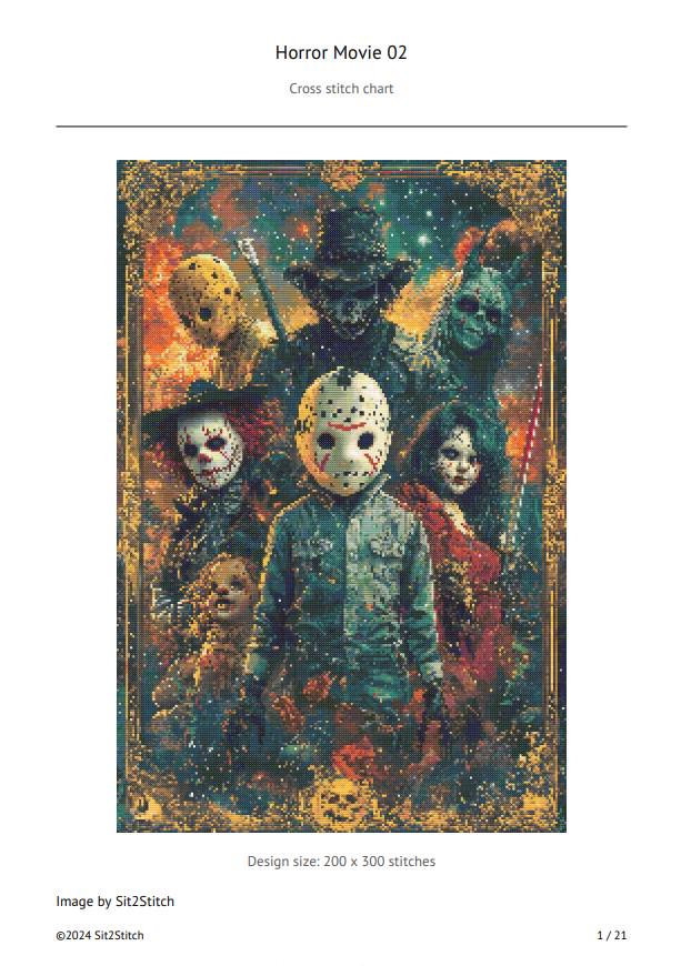Horror Movie Cross Stitch Pattern - PDF Download - 60,000 Stitches ...