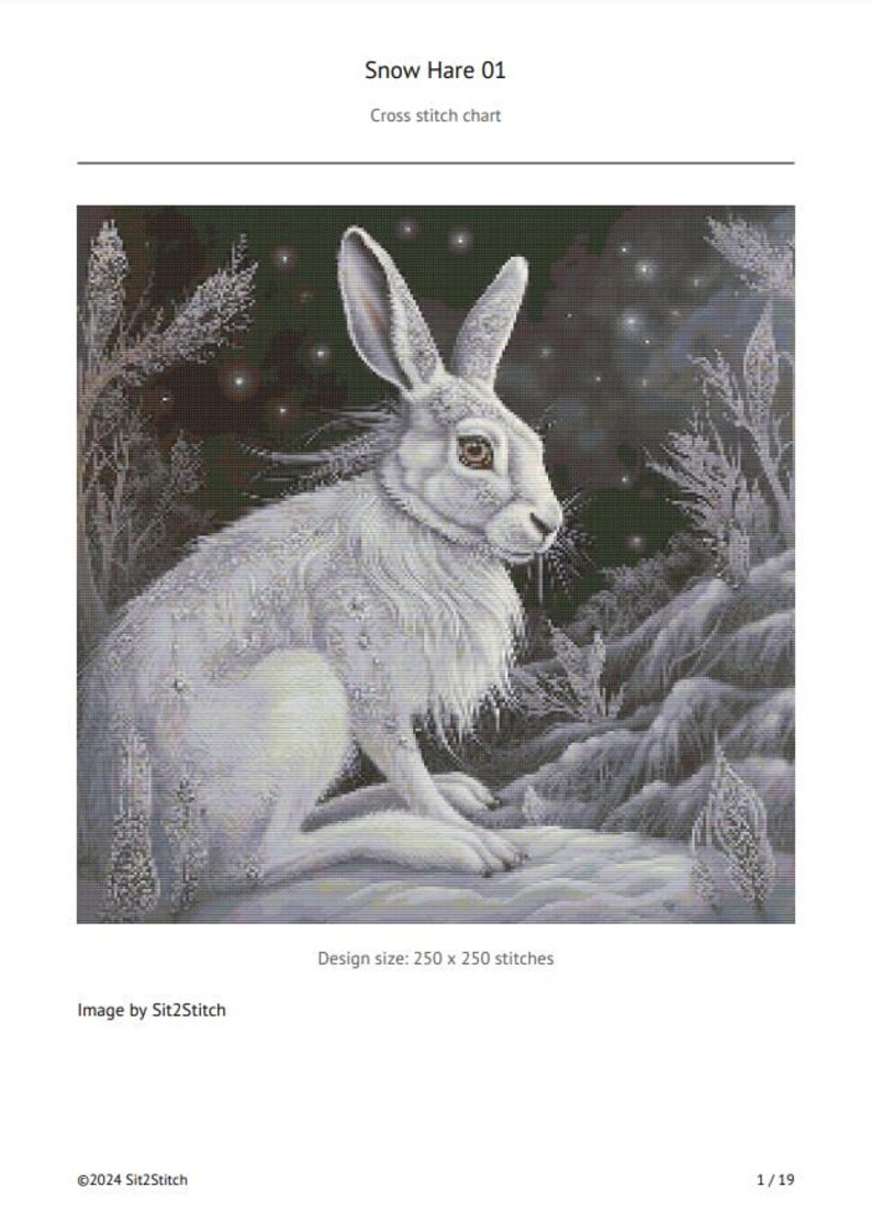 Snow Hare Cross Stitch Pattern. Instant PDF Download. 62,500 Stitches ...