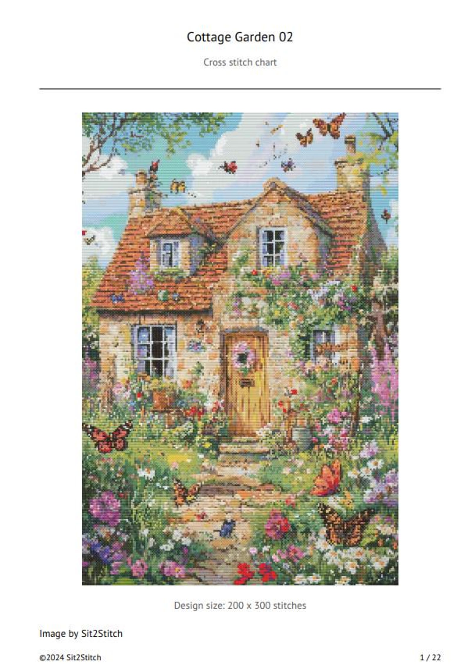 Cottage Garden Cross Stitch Pattern. Instant PDF Download. 60k Stitches ...