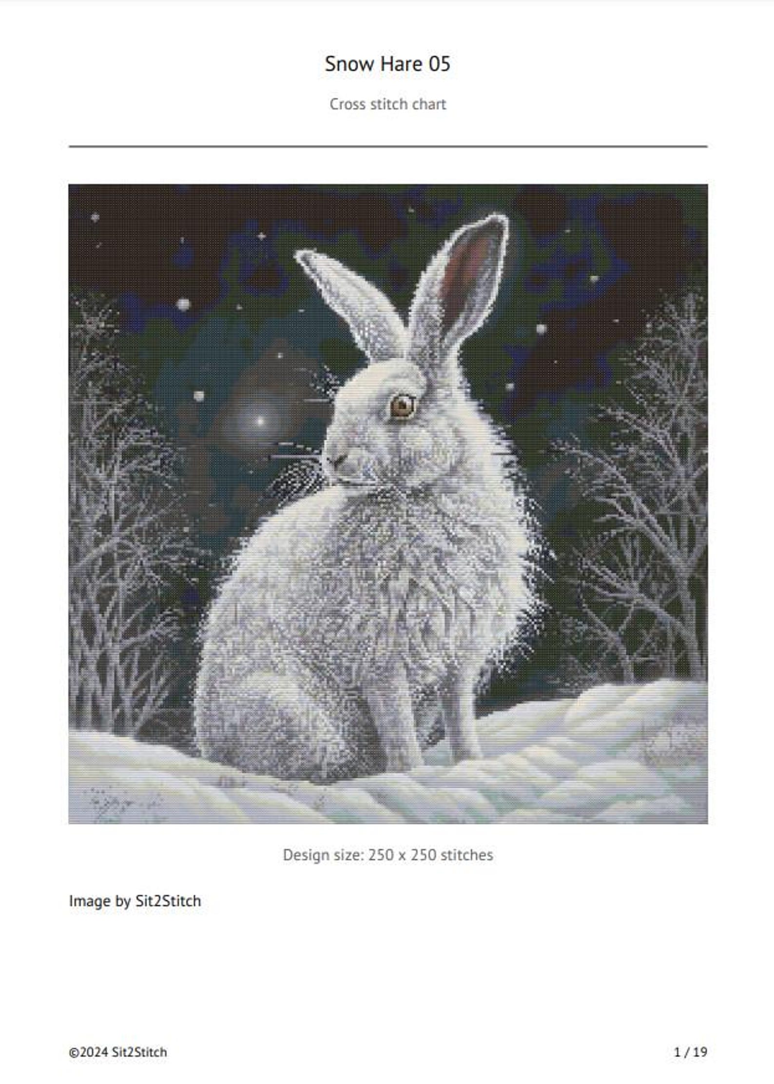 Snow Hare Cross Stitch Pattern. Instant PDF Download. 62,500 Stitches ...