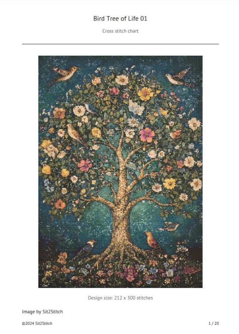 Bird Tree of Life Cross Stitch Pattern. Instant PDF Download. 63,600 ...