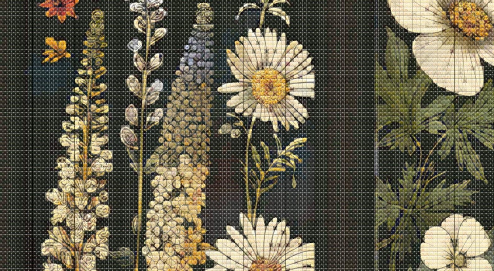 Vintage Botanical Flower Columns Cross Stitch Pattern. Instant PDF ...