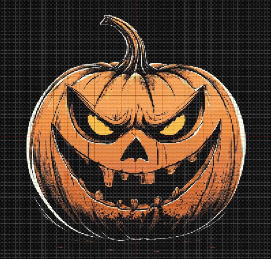 Evil Pumpkin Cross Stitch Pattern. Digital PDF Download. 40,000 ...