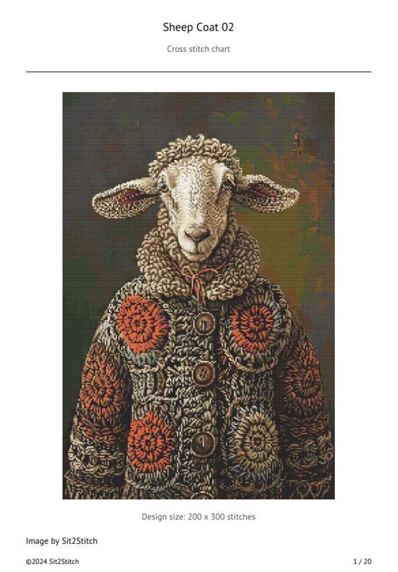 Sheep Coat 02 Cross Stitch Pattern. Digital PDF Download. 60,000 ...