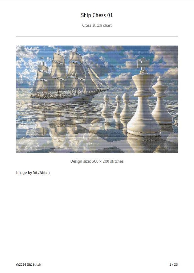 Ship Chess Cross Stitch Pattern. Instant PDF Download. 60k Stitches. - Etsy