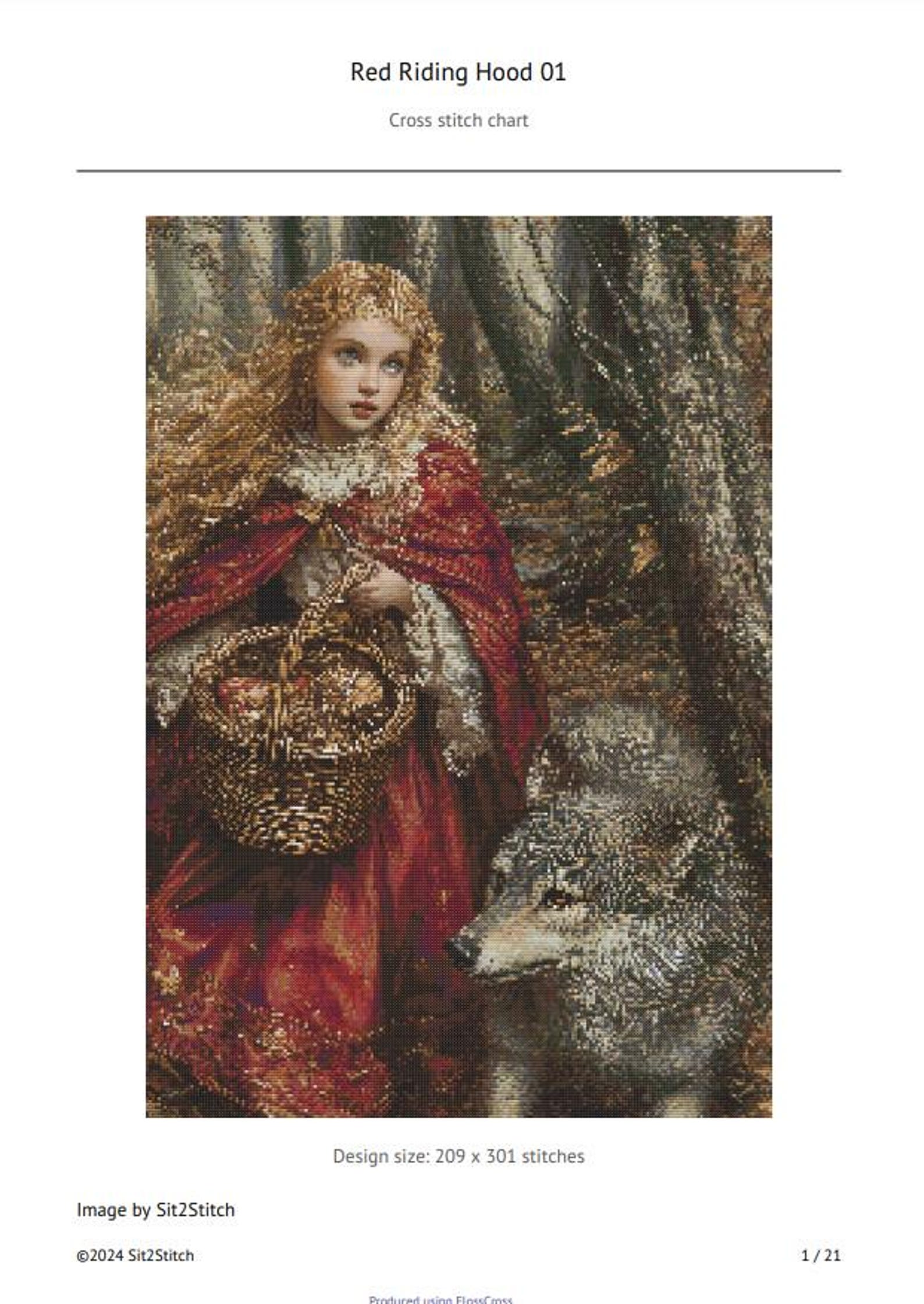 Red Riding Hood Cross Stitch Pattern. Instant PDF Download. 62,909 ...