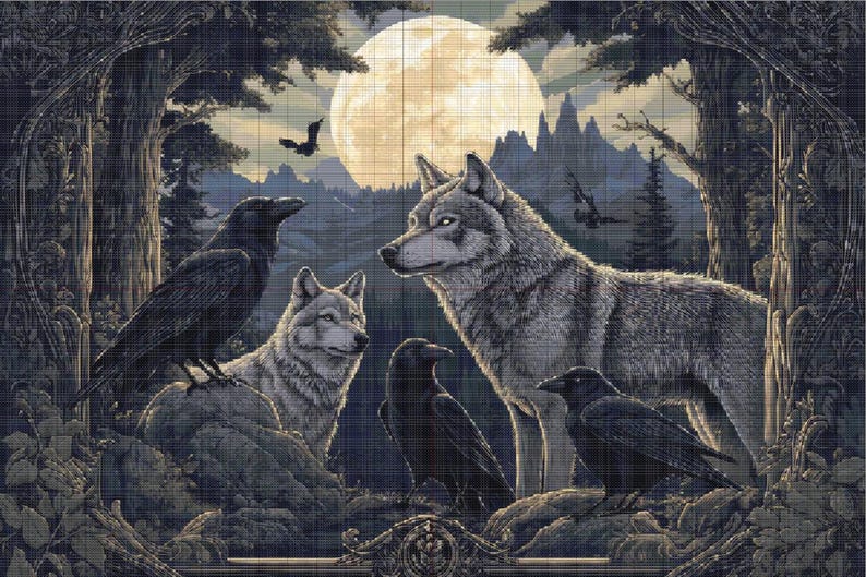 Crows and Wolves Cross Stitch Pattern. Instant PDF Download. 60k ...