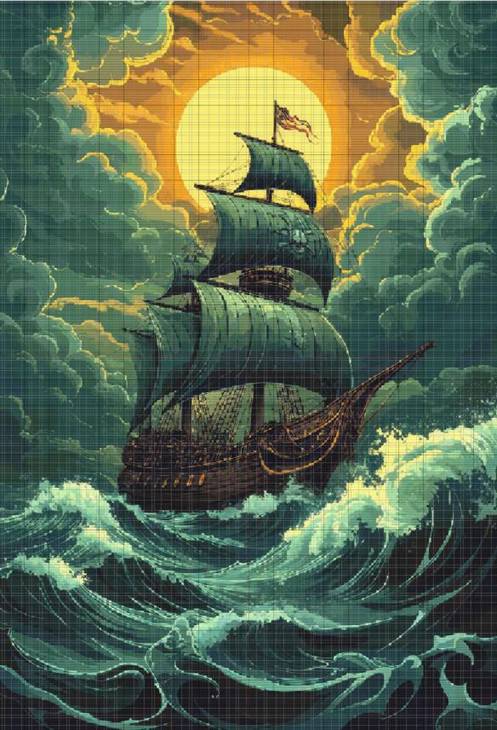 Pirate Ship Cross Stitch Pattern. Instant PDF Download. 60,000 Stitches ...