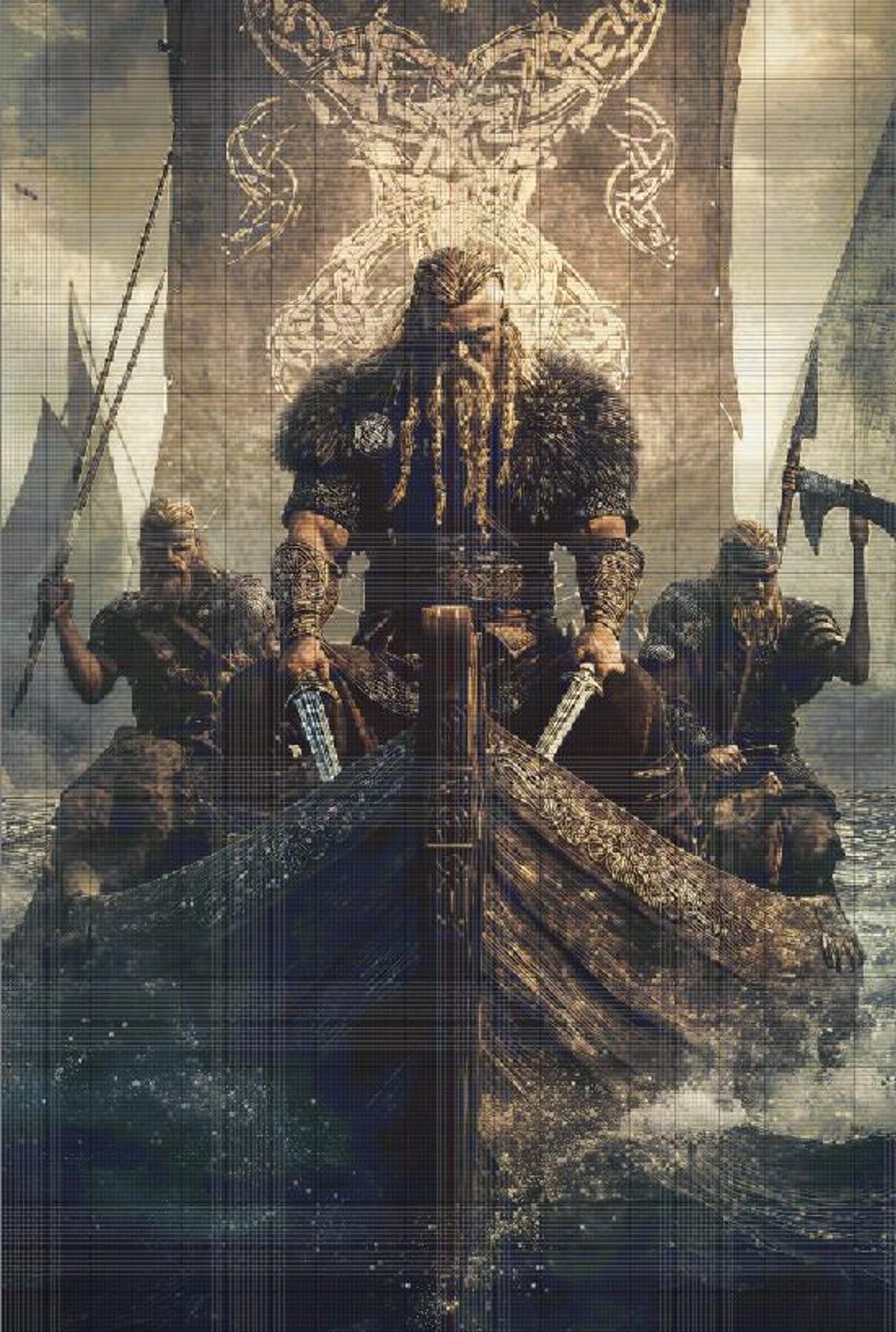 Viking Warrior Ship Cross Stitch Pattern. Instant PDF Download. 60 ...