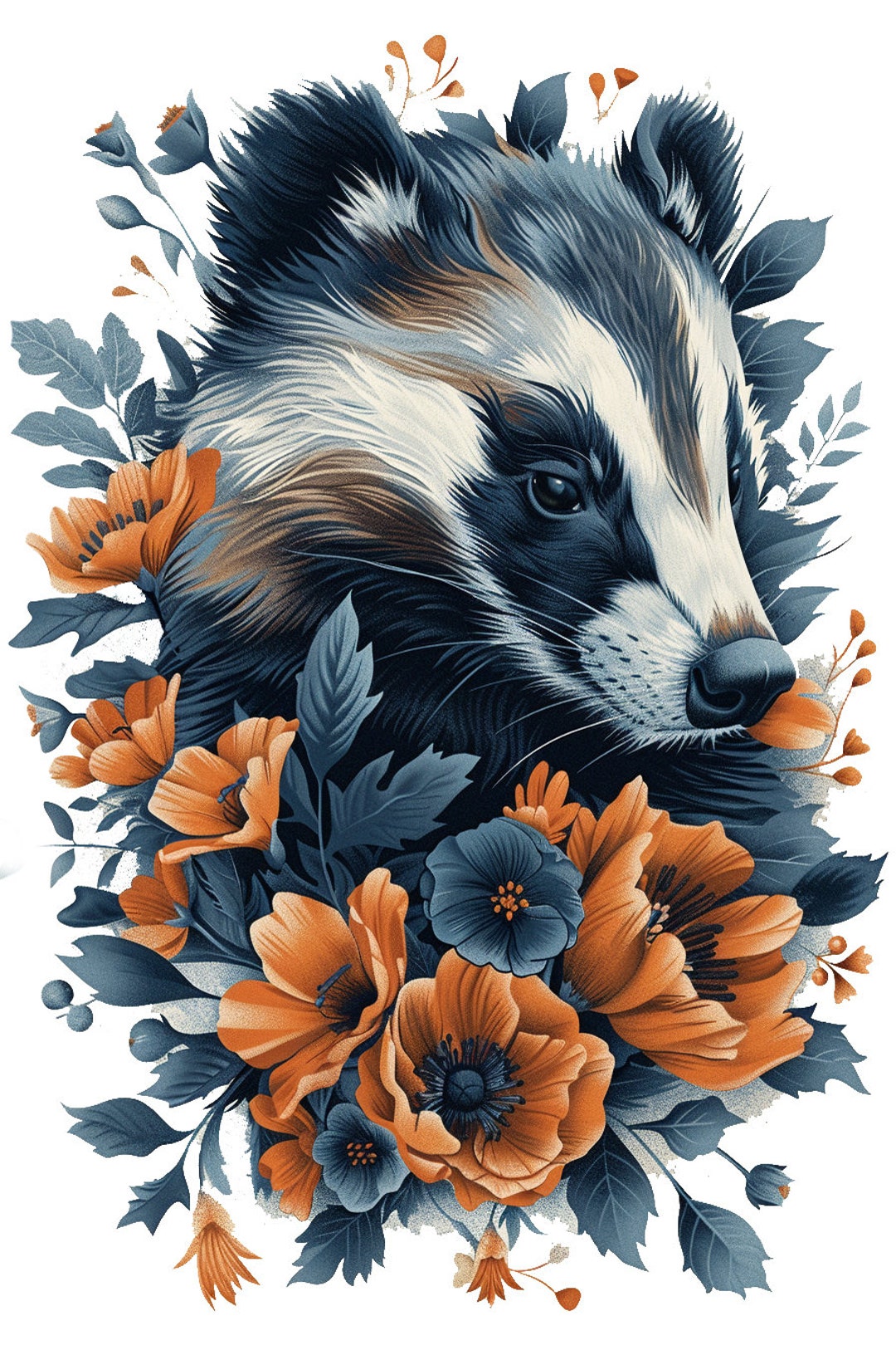 Badger and Flowers Cross Stitch Pattern: Detailed Floral Design (PDF ...
