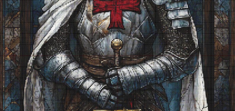 Templar Knight Stained Glass Cross Stitch Pattern. Instant PDF Download ...