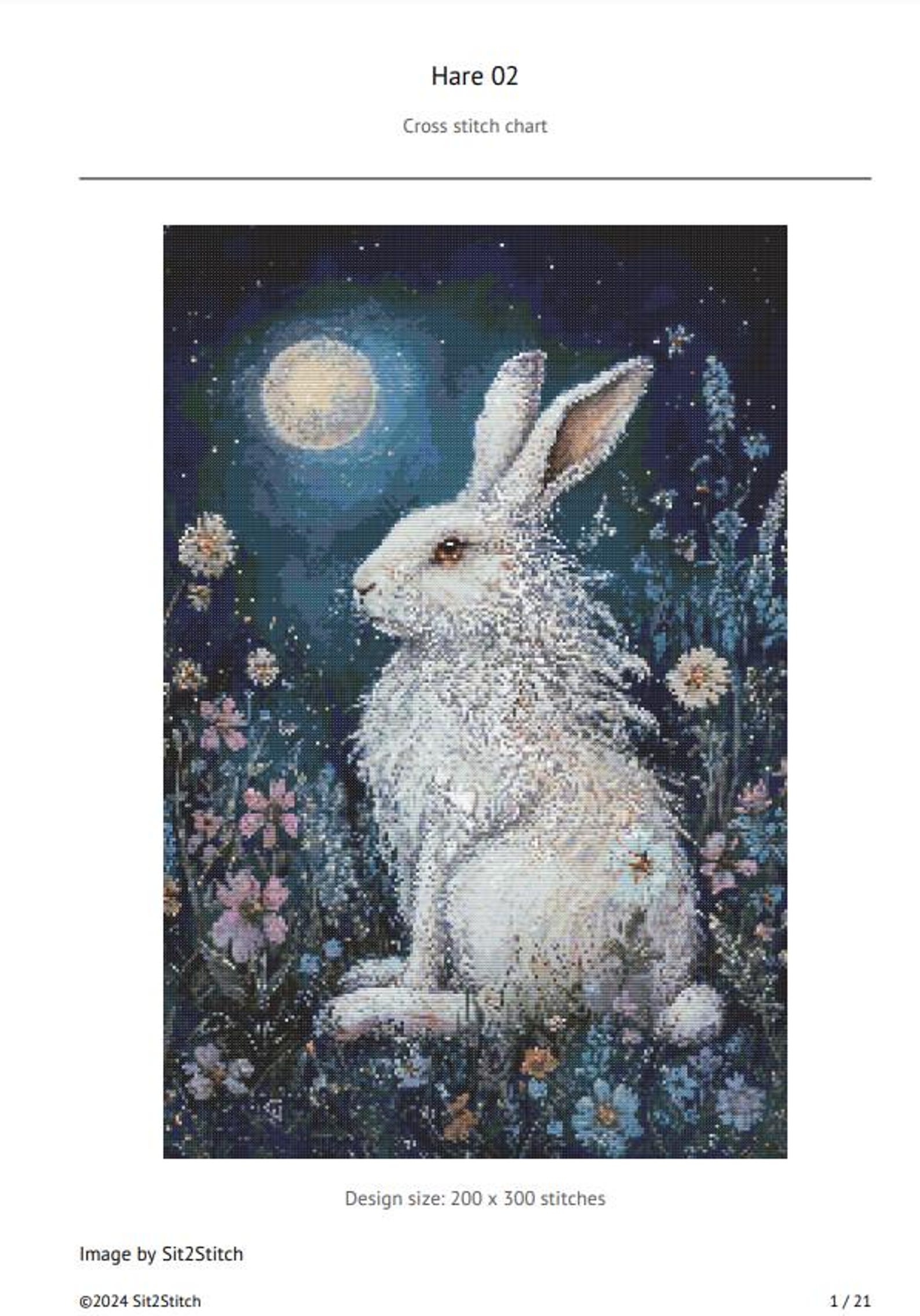 Hare 02 Cross Stitch Pattern. Digital PDF Download. 60,000 Stitches - Etsy