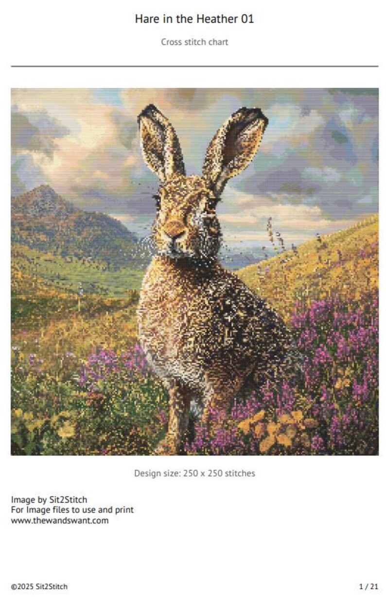 Hare in the Heather Cross Stitch Pattern. Instant PDF Download. 62,500 ...