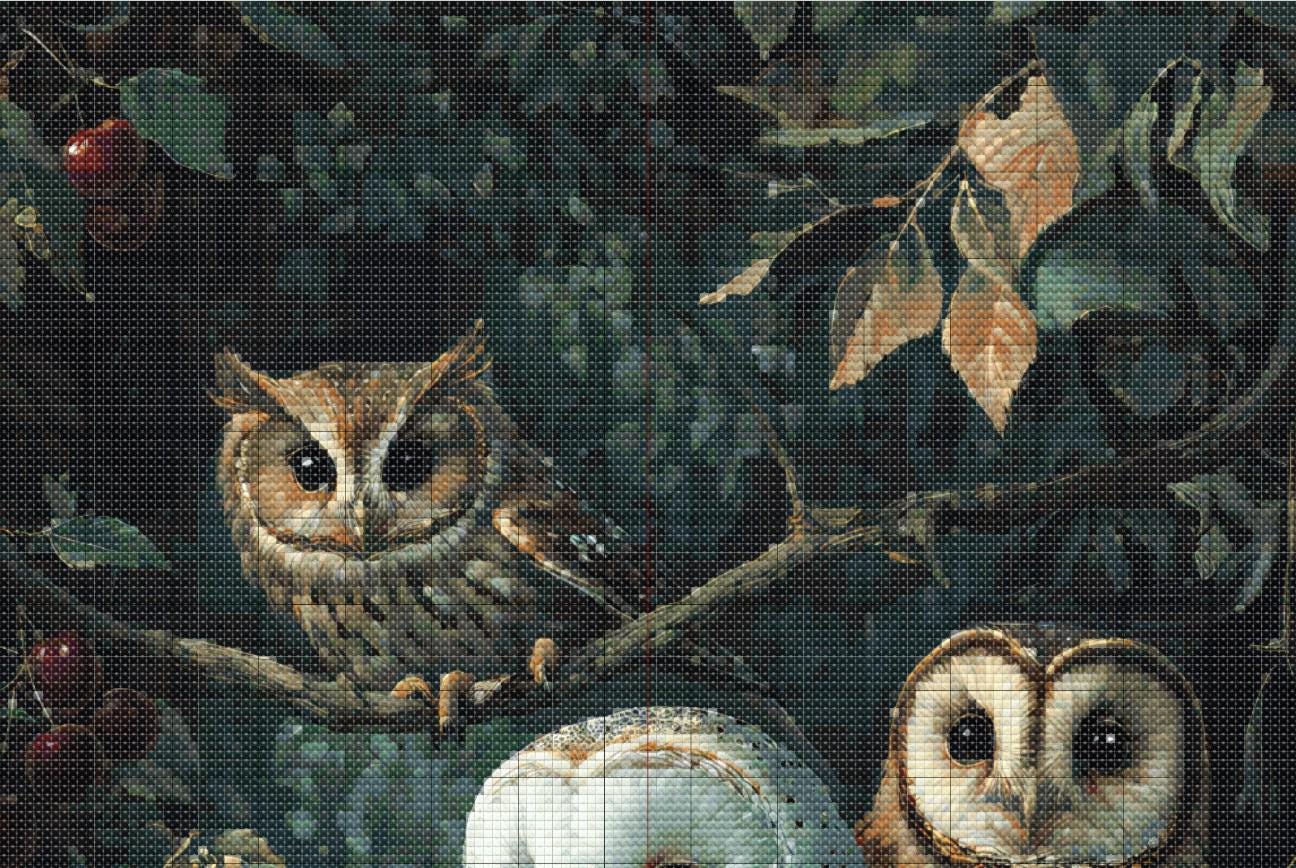 Trio of Owls Cross Stitch Pattern. Instant PDF Download. 45,000 ...