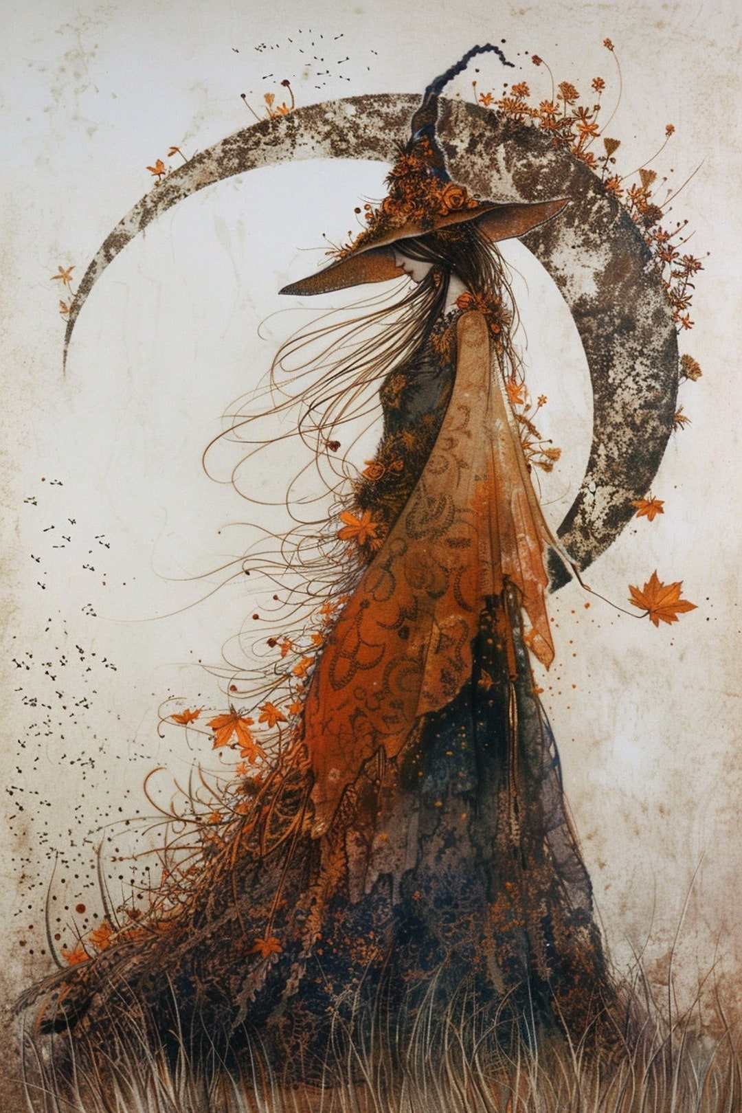 White Witch Cross Stitch Pattern: Fantasy Woman, Moon (PDF Download) - Etsy