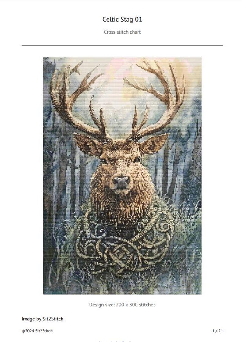 Celtic Stag Cross Stitch Pattern. Instant PDF Download. 60k Stitches ...
