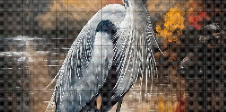 Heron Cross Stitch Pattern. Instant PDF Download. 60k Stitches. - Etsy