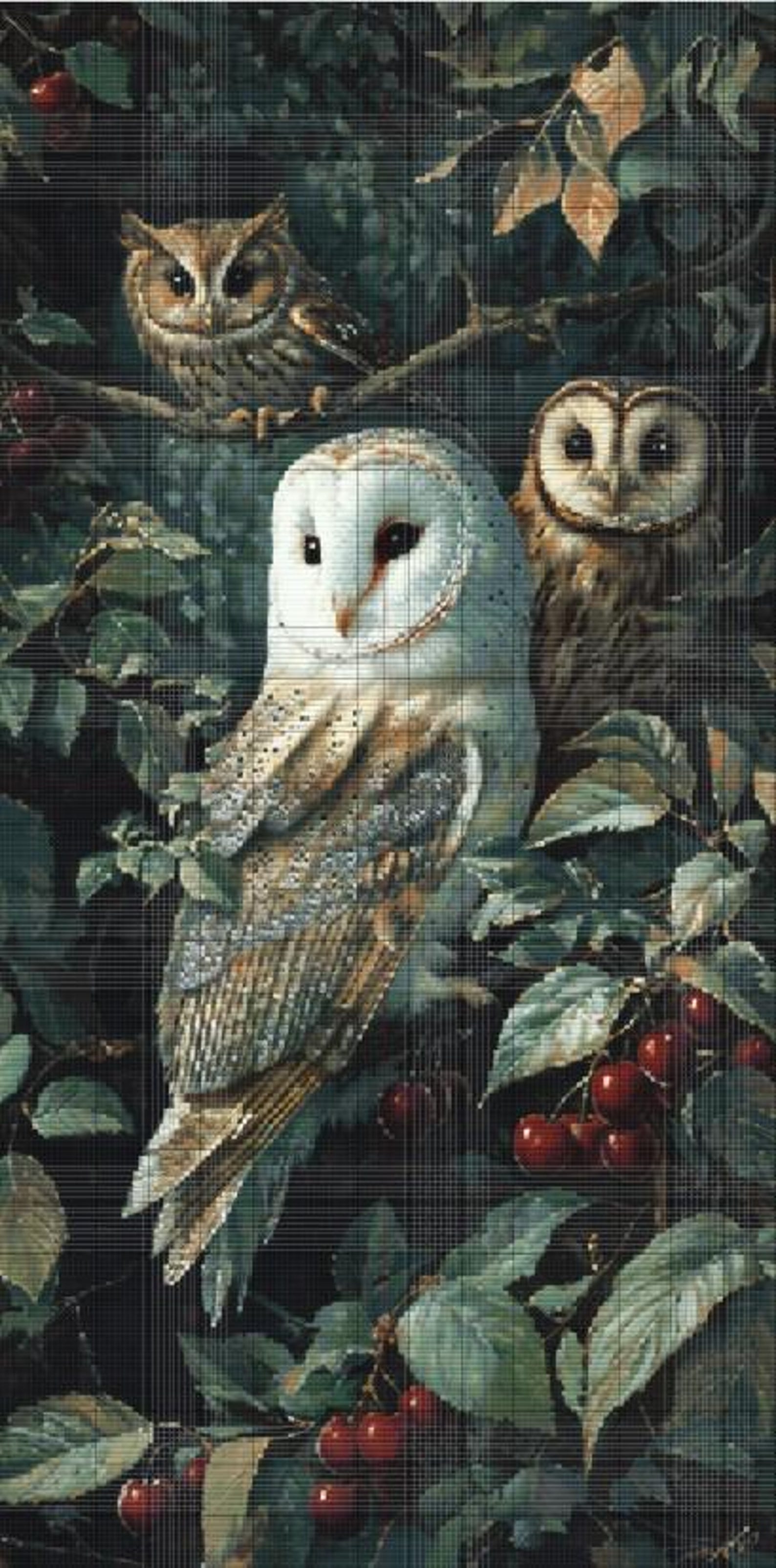 Trio of Owls Cross Stitch Pattern. Instant PDF Download. 45,000 ...