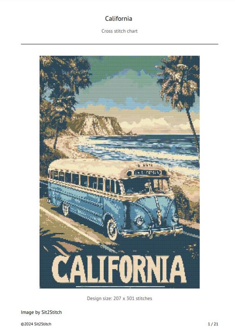 California Destination Cross Stitch Pattern. California Destination ...