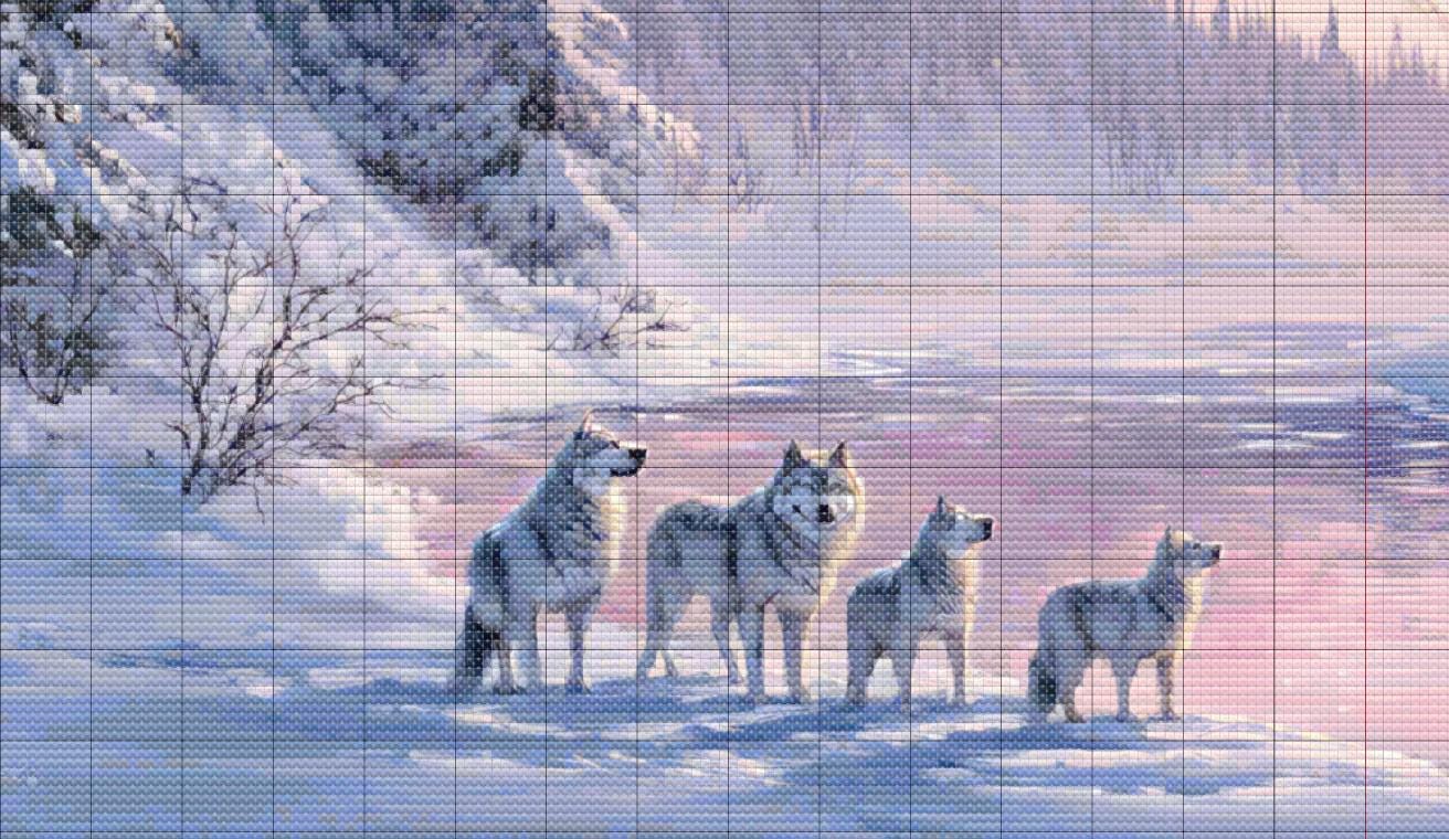 Wolves in Snow Cross Stitch Pattern: Winter Landscape (PDF Download) - Etsy