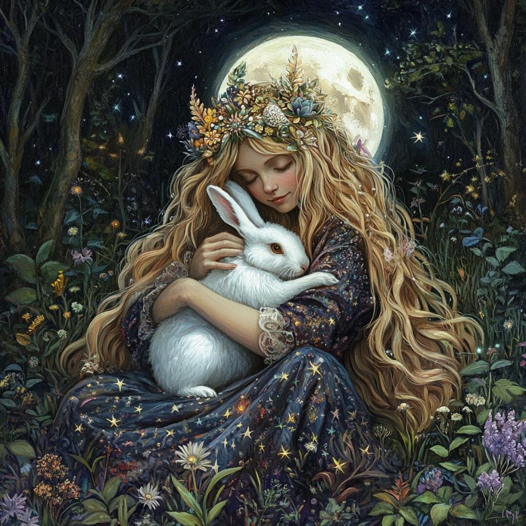 Celtic Girl With White Rabbit Cross Stitch Pattern. Instant PDF ...