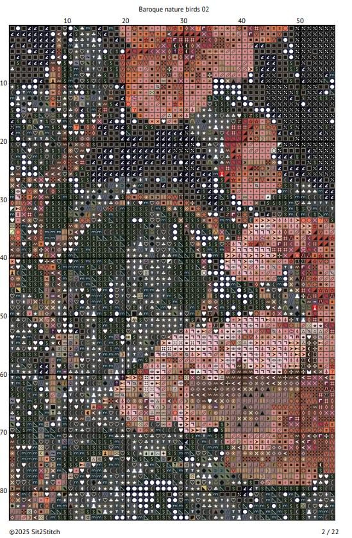 Baroque Nature Birds Cross Stitch Pattern. Instant PDF Download. 60k ...