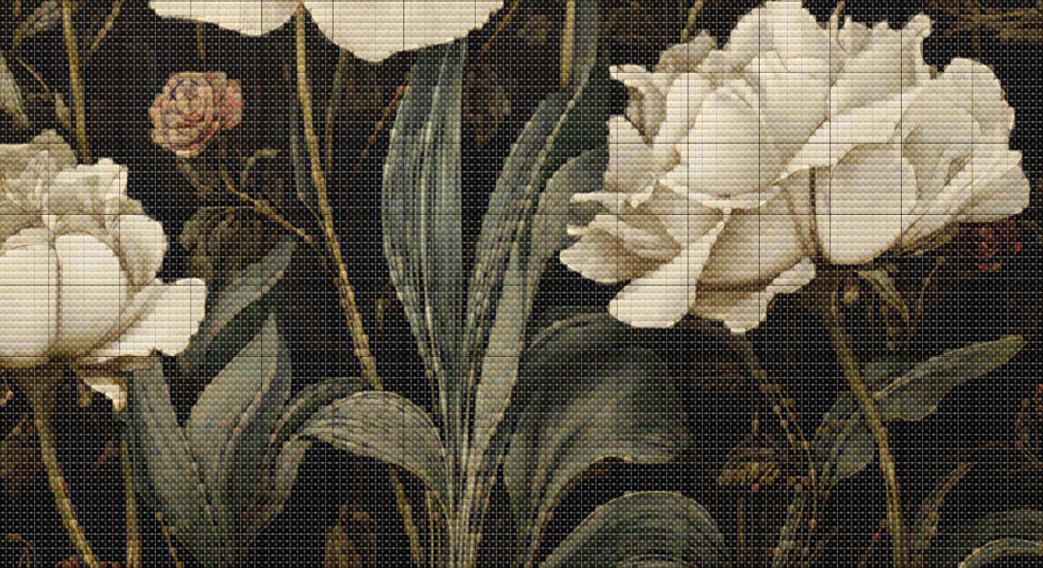 William Morris Red White Roses Cross Stitch Pattern. Instant PDF ...