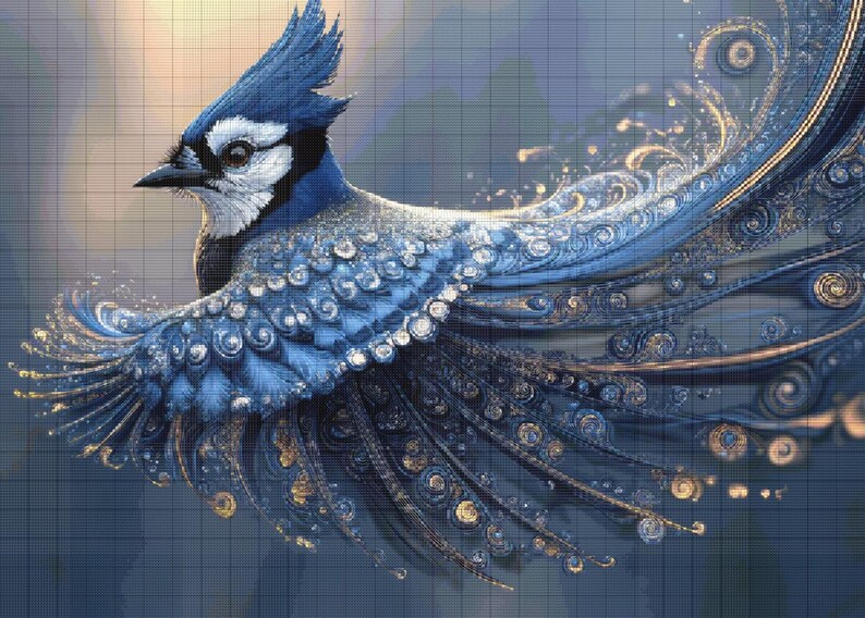 Blue Jay Fractal Cross Stitch Pattern. Instant PDF Download. 65,400 ...