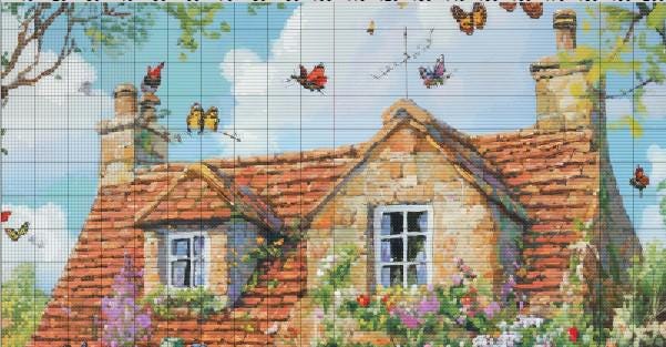 Cottage Garden Cross Stitch Pattern. Instant PDF Download. 60k Stitches ...