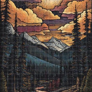 Forest Landscape Cross Stitch Pattern. Instant PDF Download. 50,400 ...