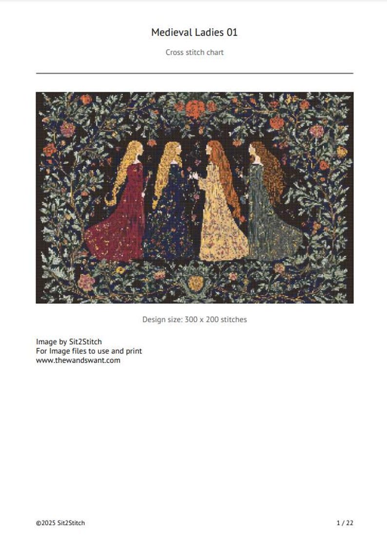 Medieval Ladies Cross Stitch Pattern. Instant PDF Download. 60k ...