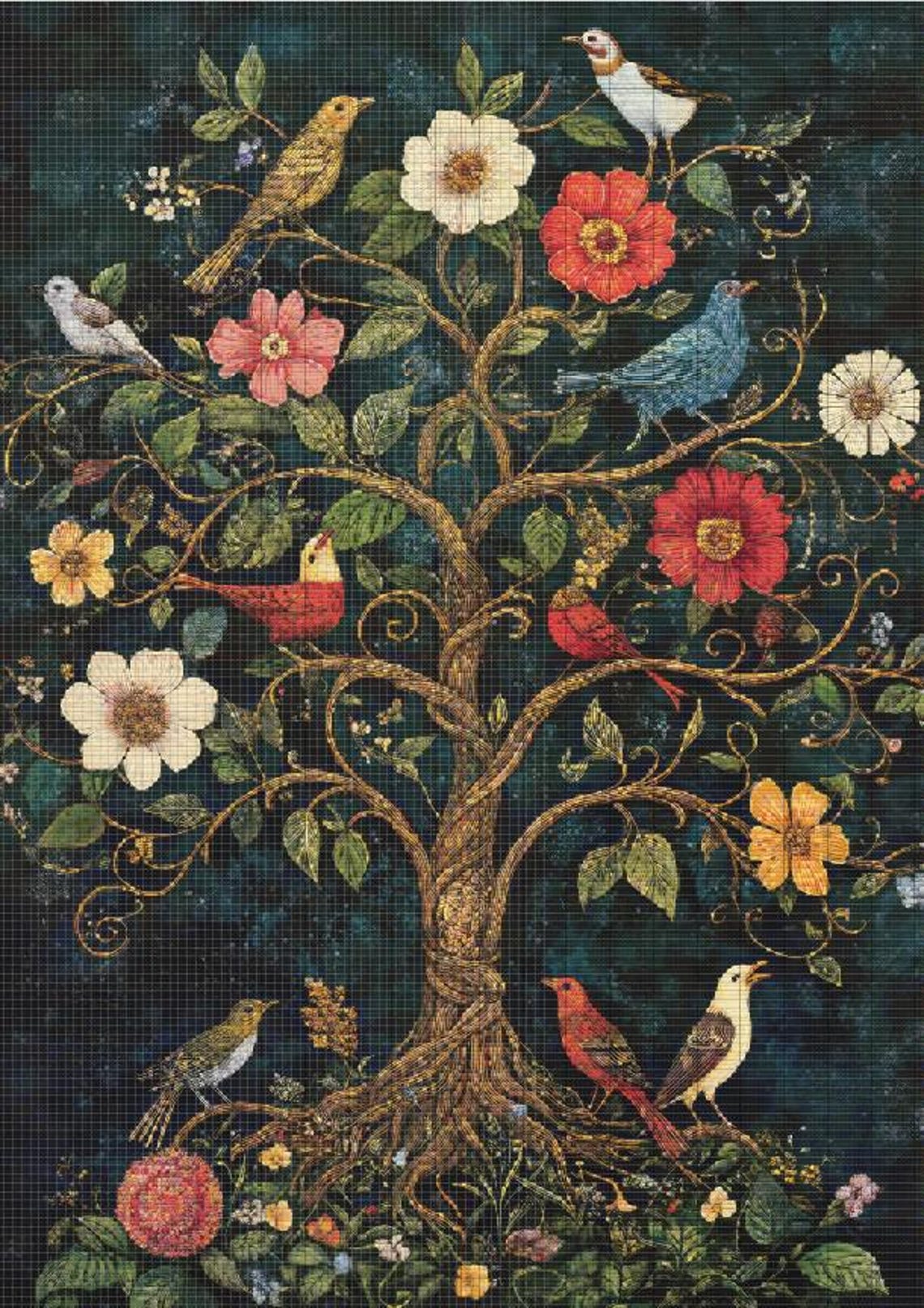 Bird Tree of Life Cross Stitch Pattern. Instant PDF Download. 63,600 ...