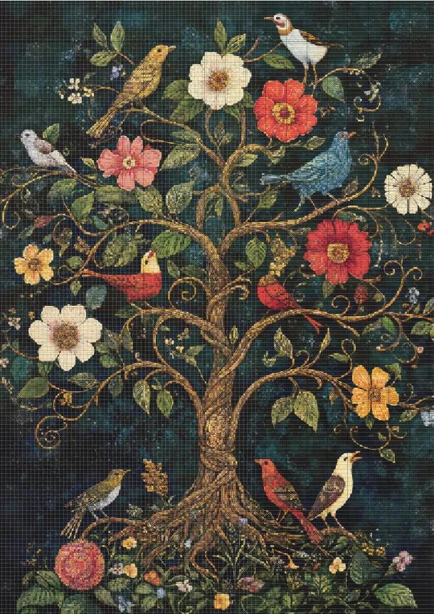 Bird Tree of Life Cross Stitch Pattern. Instant PDF Download. 63,600 ...