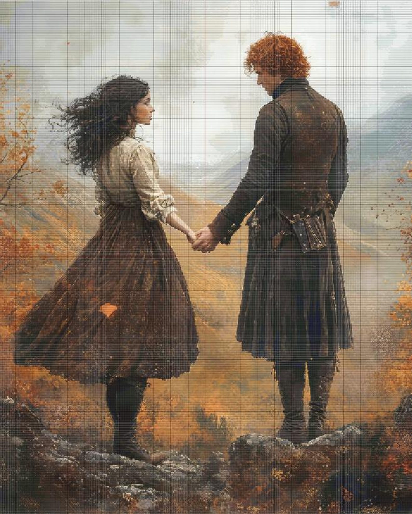 Outlander Claire Jamie Fraser Cross Stitch Pattern. Instant PDF ...